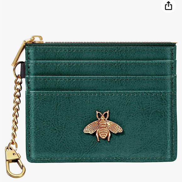 Bags | Seavilia Green Card Holder Keychain Wallet Wid Window Rfid Small ...